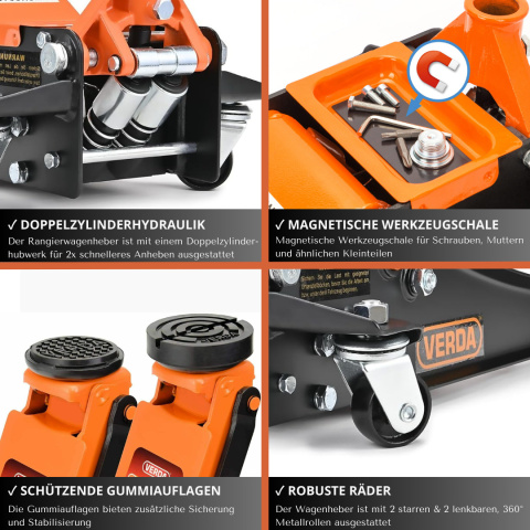 Verda Tiefer Wagenheber 3t Rangierwagenheber 75 - 515 mm mit ...